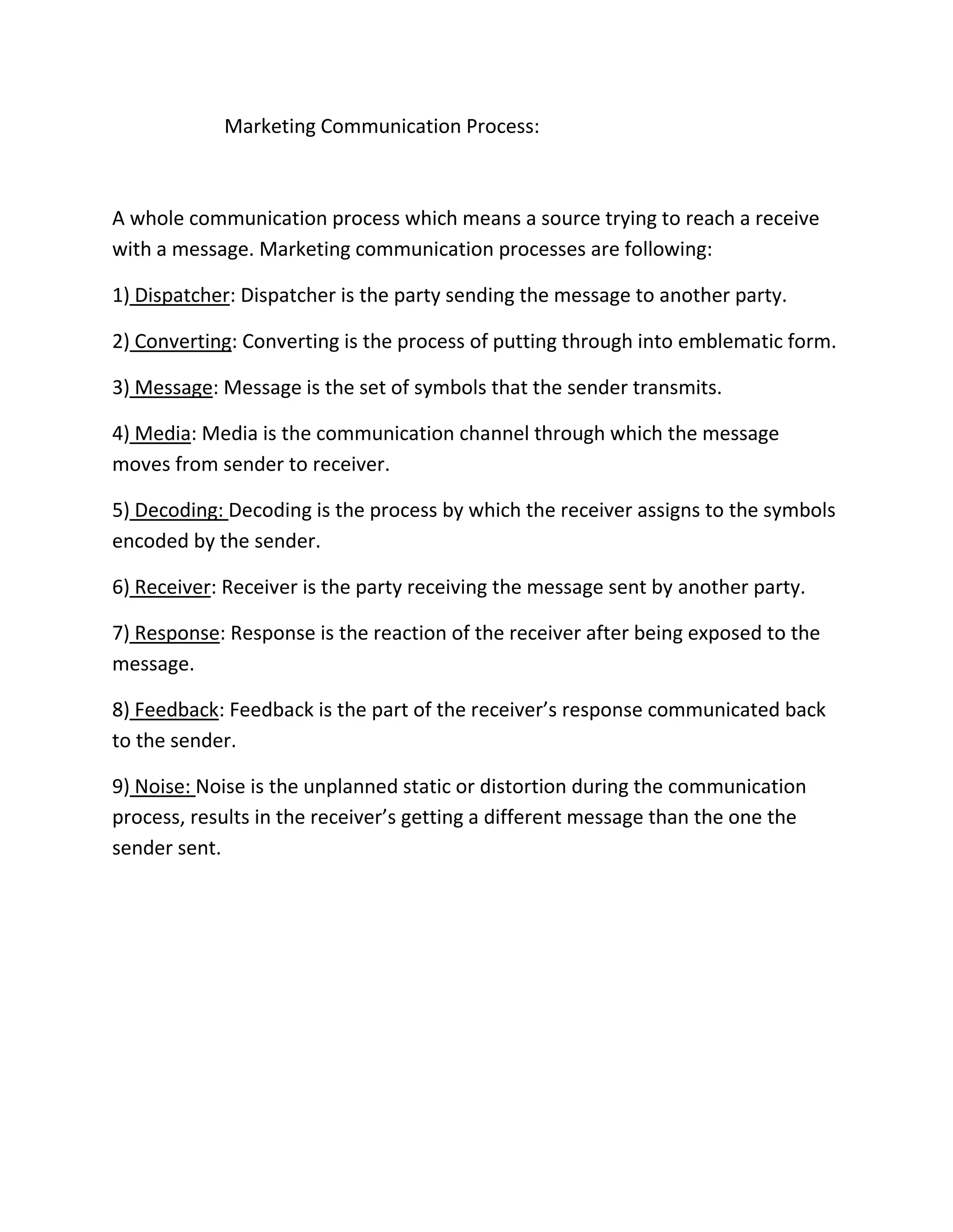 Marketing communication process | DOCX