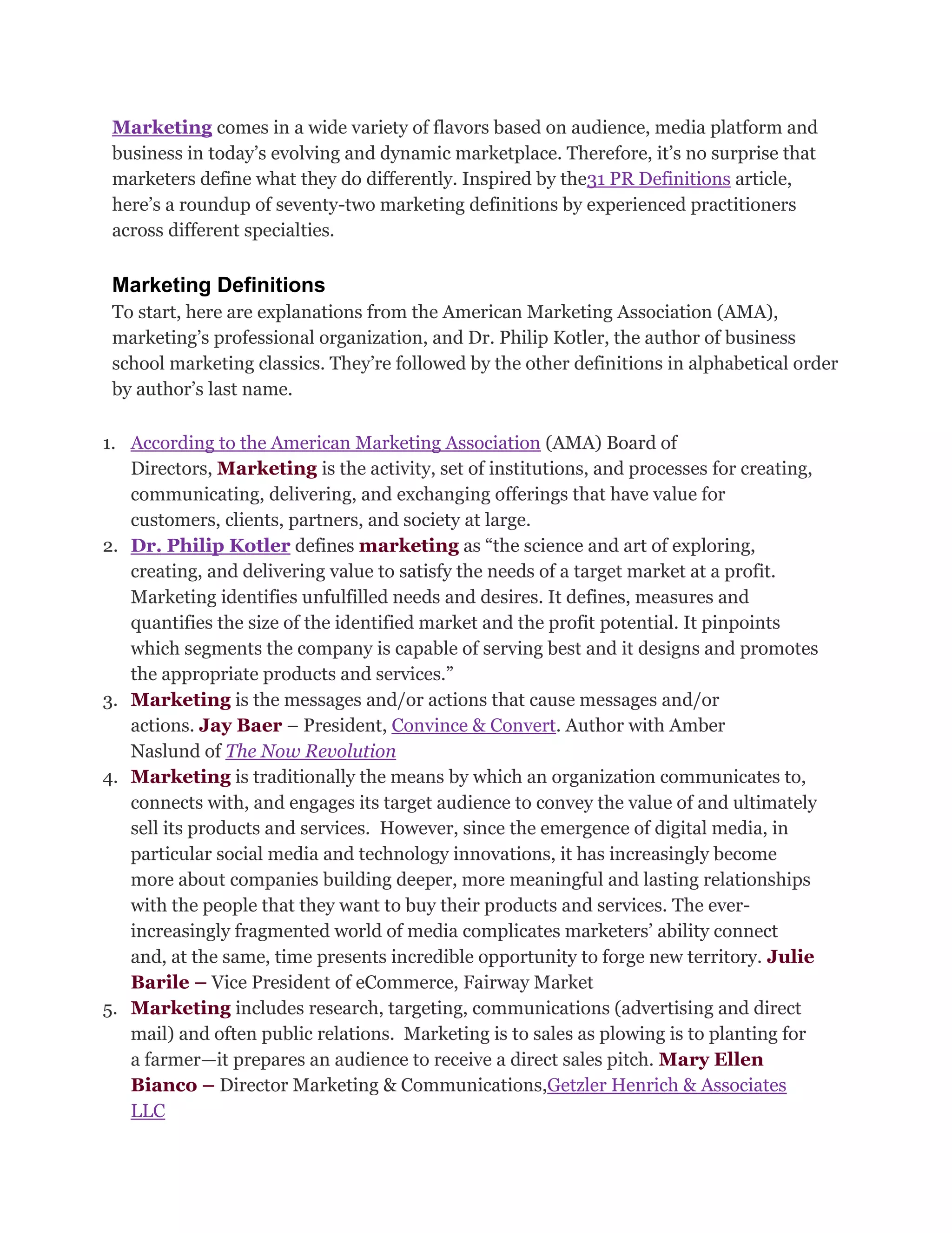 Marketing definitions | DOCX