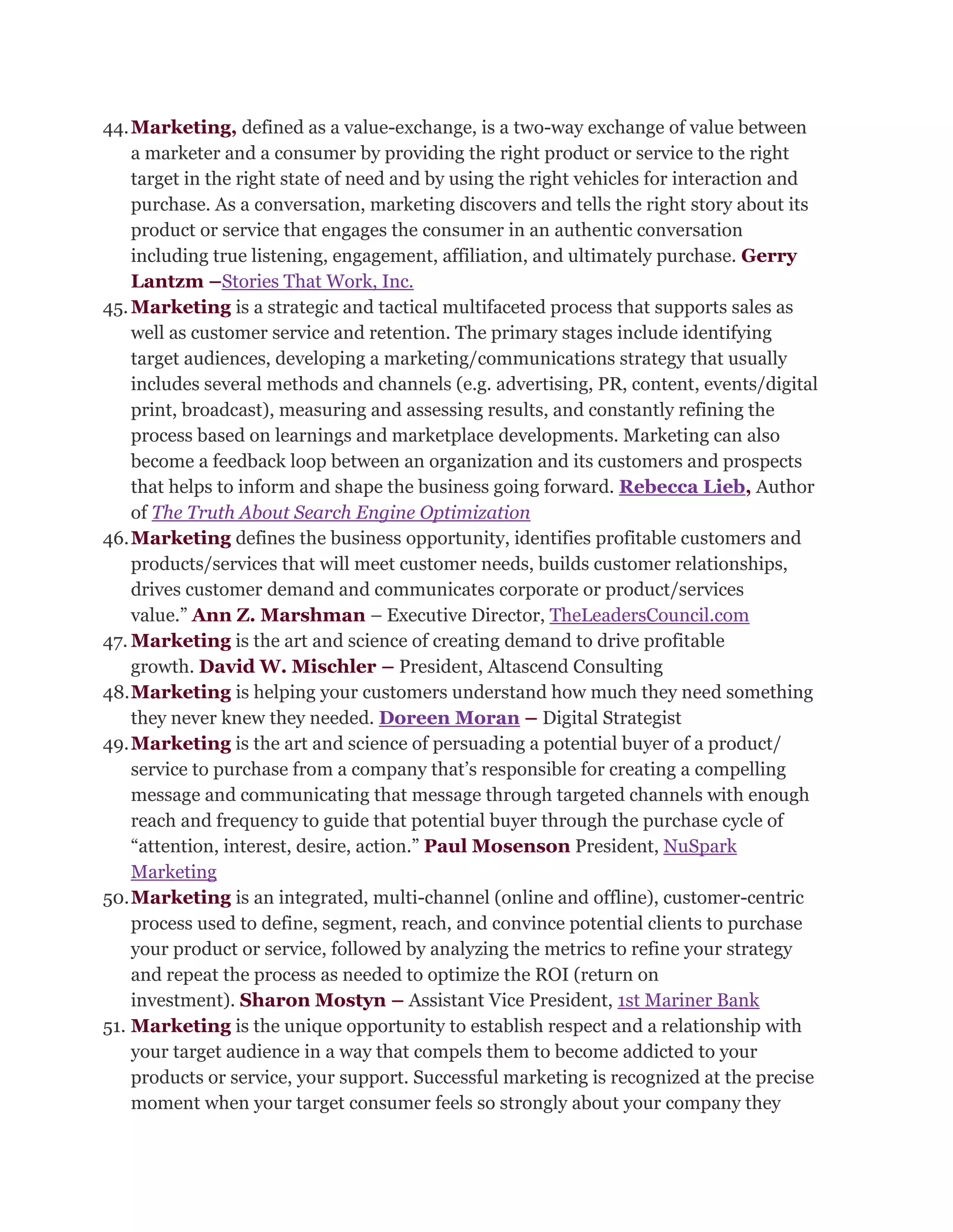 Marketing definitions | DOCX