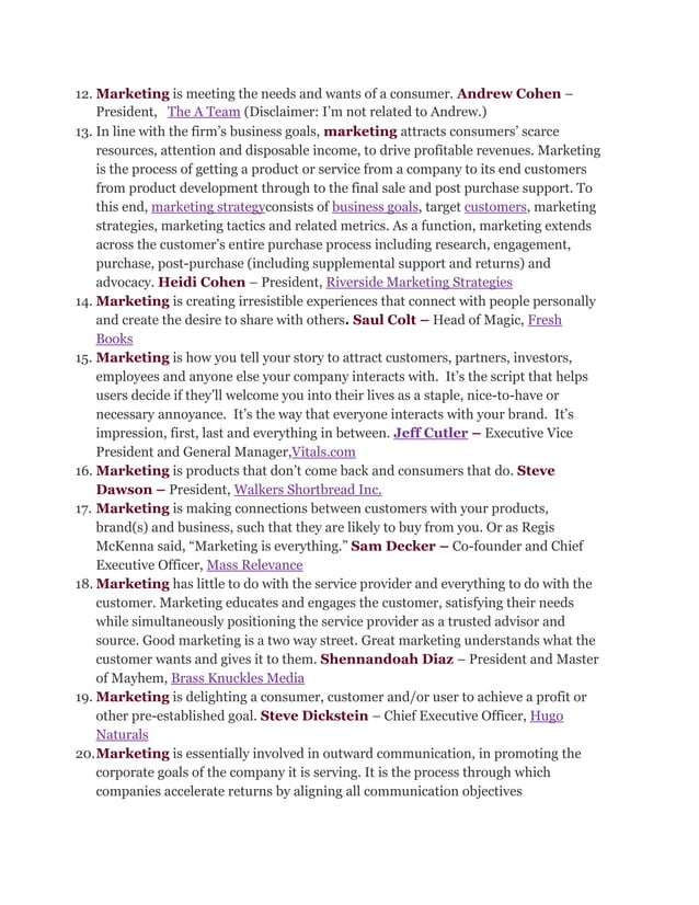 Marketing definitions | DOCX | Advertising Industry | Industries