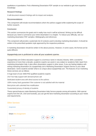 Marketing dissertation help | PDF