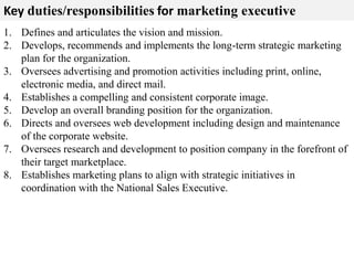 Marketing executive job description | PPTX