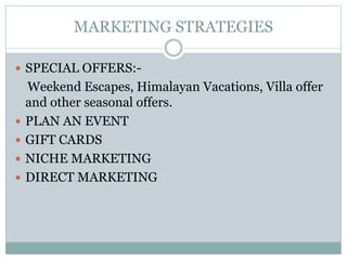 oberoi resorts, marketing management, hospitality industry | PPTX