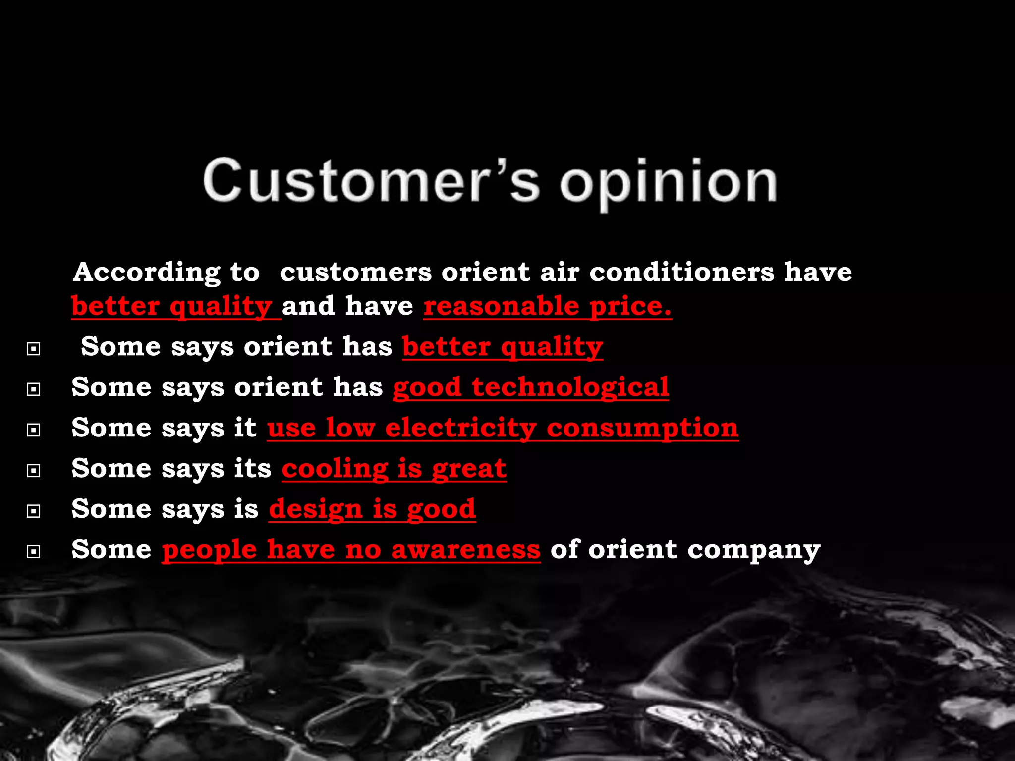 Presentation on ORIENT company | PPTX