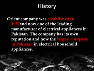 Presentation on ORIENT company | PPTX
