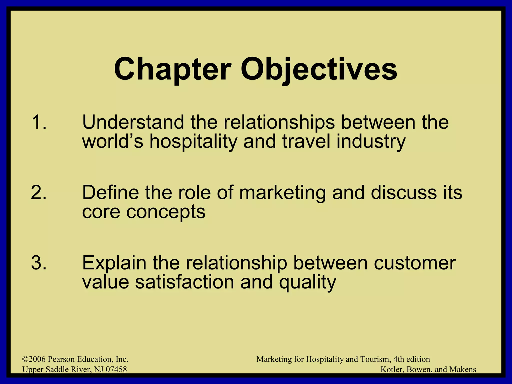 Chapter Marketing for Hospitality and Tourism Introduction | PPT