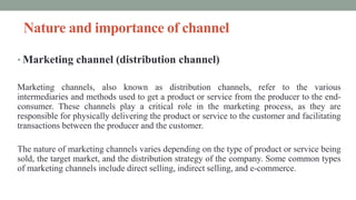 Marketing channels and delivering customer value | PPTX