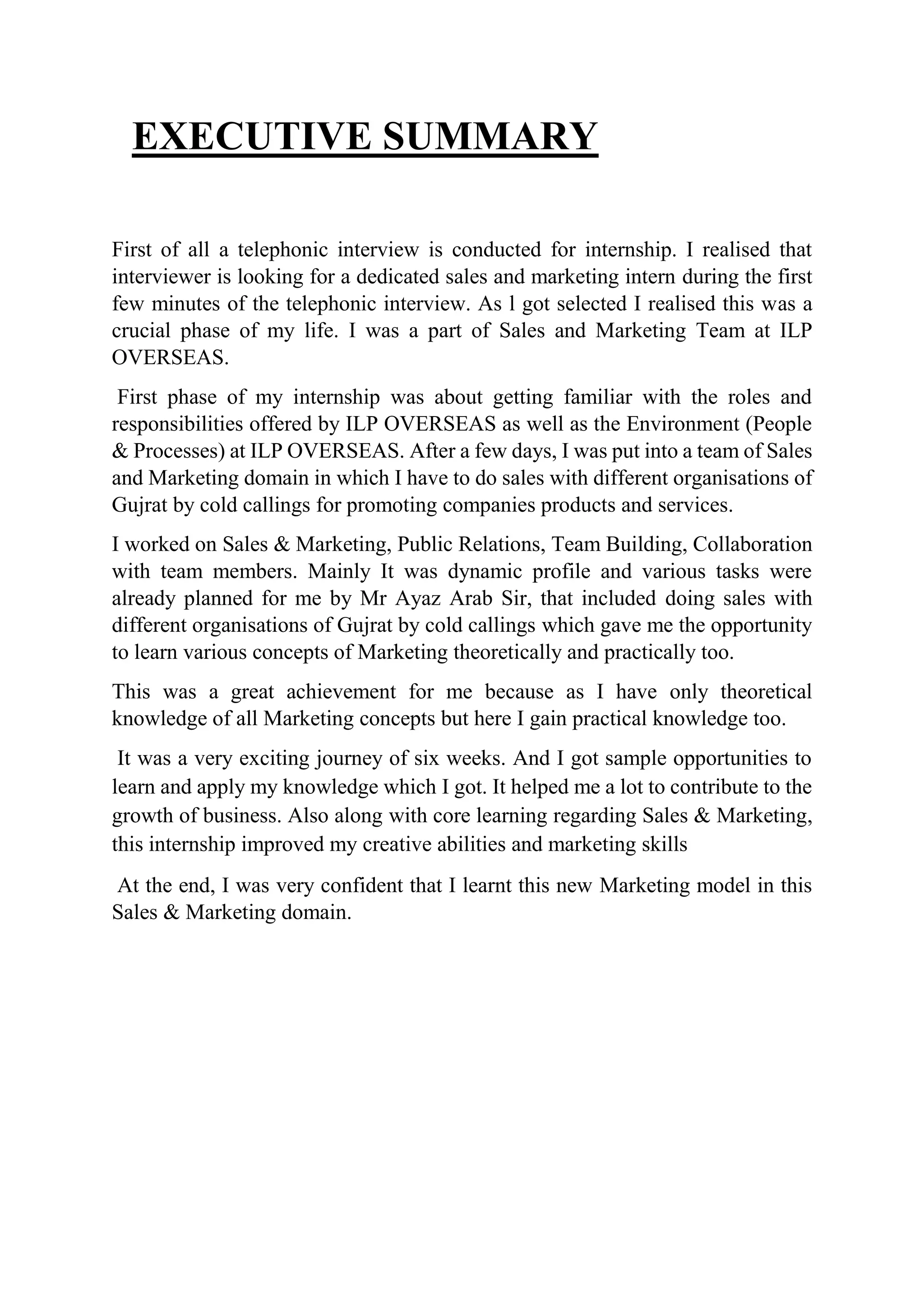 Marketing internship report file for MBA | PDF