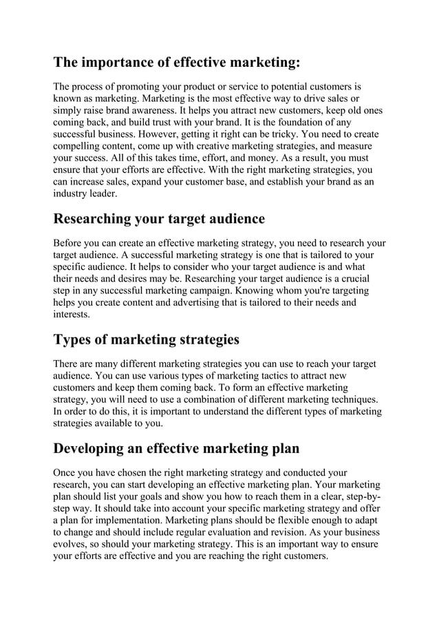 Marketing internship report file for MBA | PDF | Sales | Business