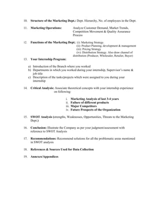 Marketing internship report guidelines mba bba | PDF