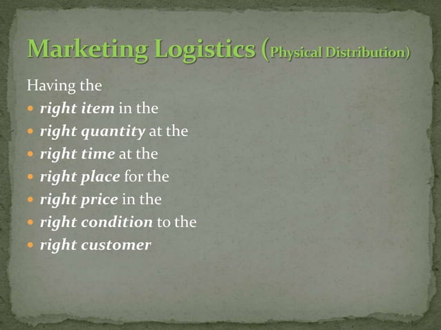 Marketing logistics decisions | PPTX | Logistics | Business