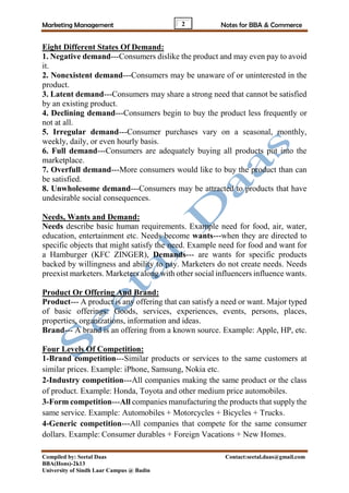 Marketing Management(Notes for BBA & Commerce) | PDF