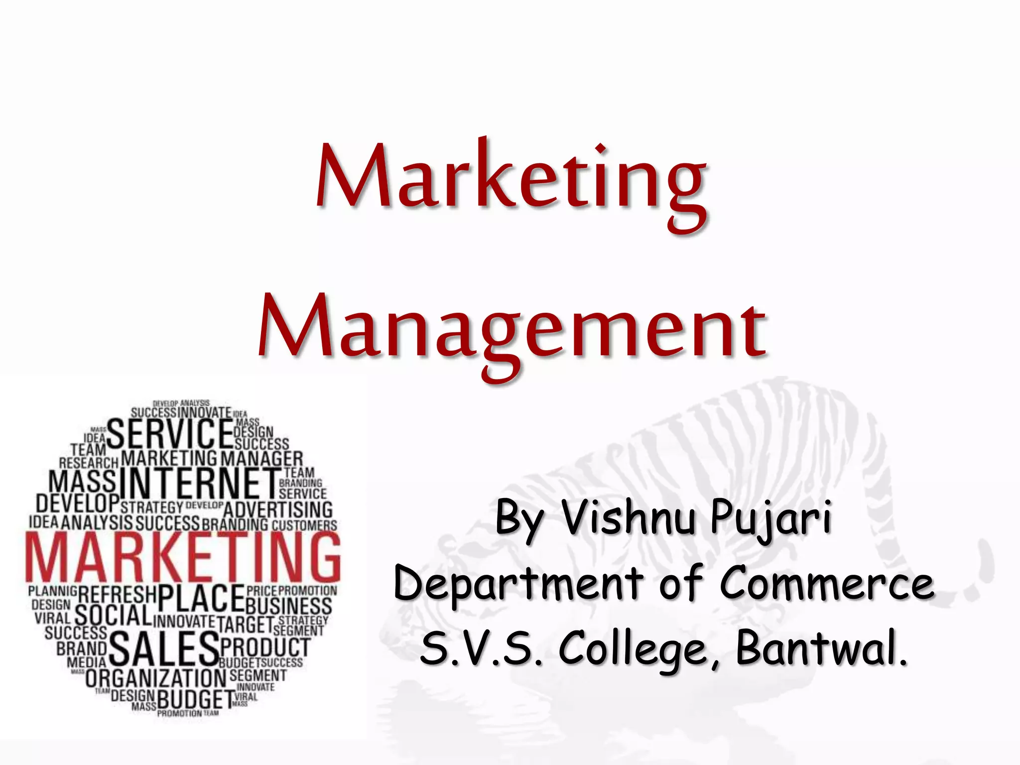 Marketing management Philosophies - Vishnu Pujari | PPTX