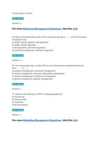 Marketing Management Questions and Answers | PDF