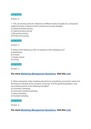 Marketing Management Questions and Answers | PDF