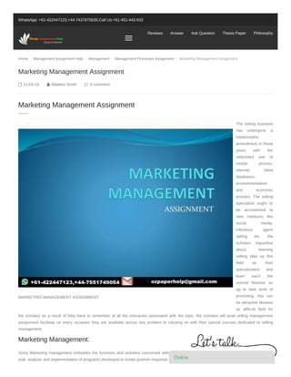 Marketing management assignment | PDF