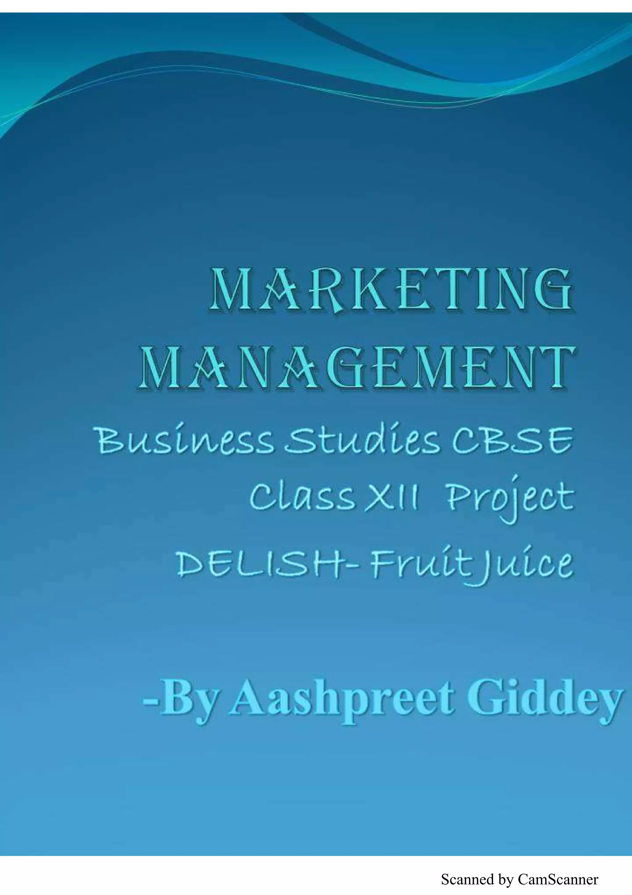 Business Studies Class 12th Marketing management Project- Fruit Juice | PDF