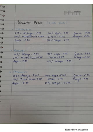 Business Studies Class 12th Marketing management Project- Fruit Juice | PDF