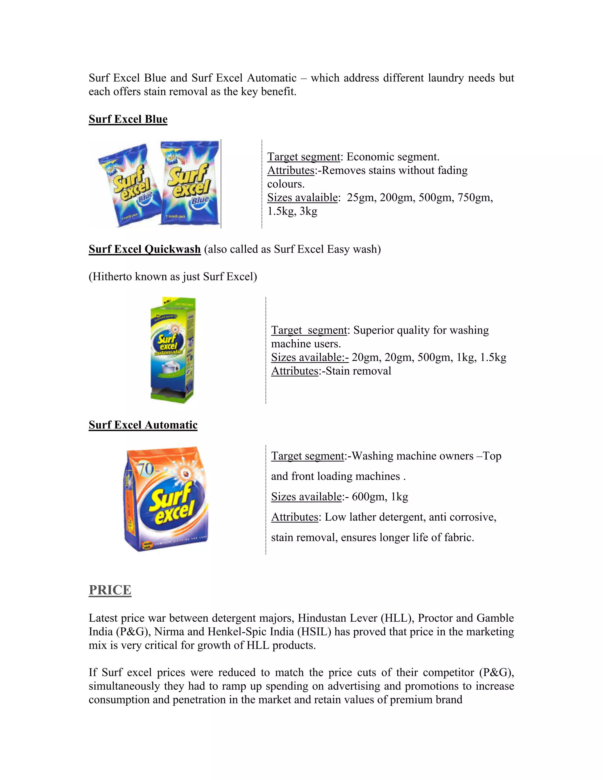 Marketing management project surf excel | PDF