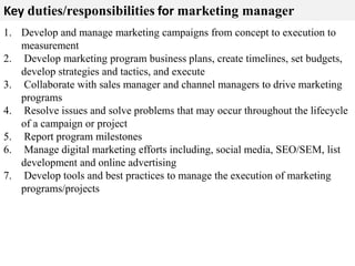 Marketing manager job description | PPTX