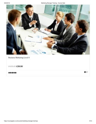 Marketing Manager Training - Course Gate | PDF