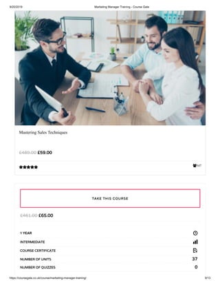 Marketing Manager Training - Course Gate | PDF