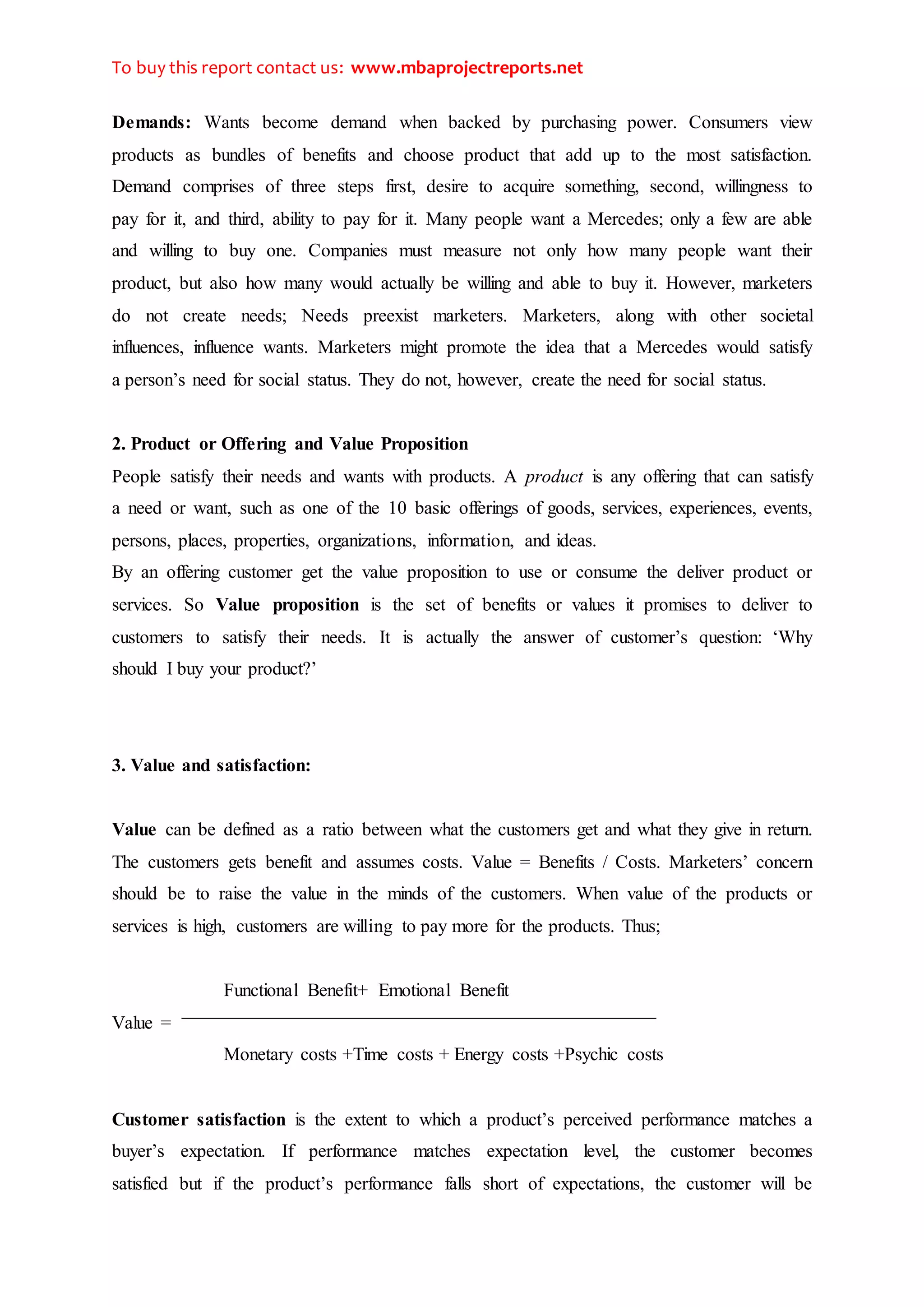 Marketing mba project report | DOCX