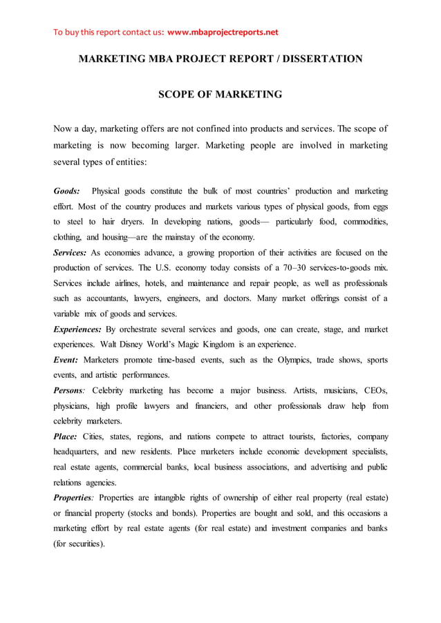 Marketing mba project report | PDF