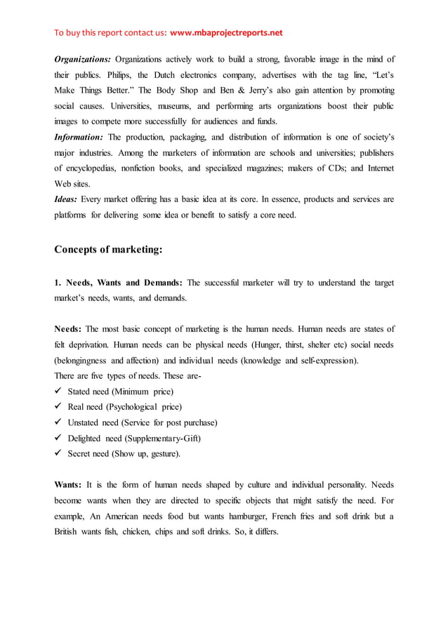 Marketing mba project report | PDF