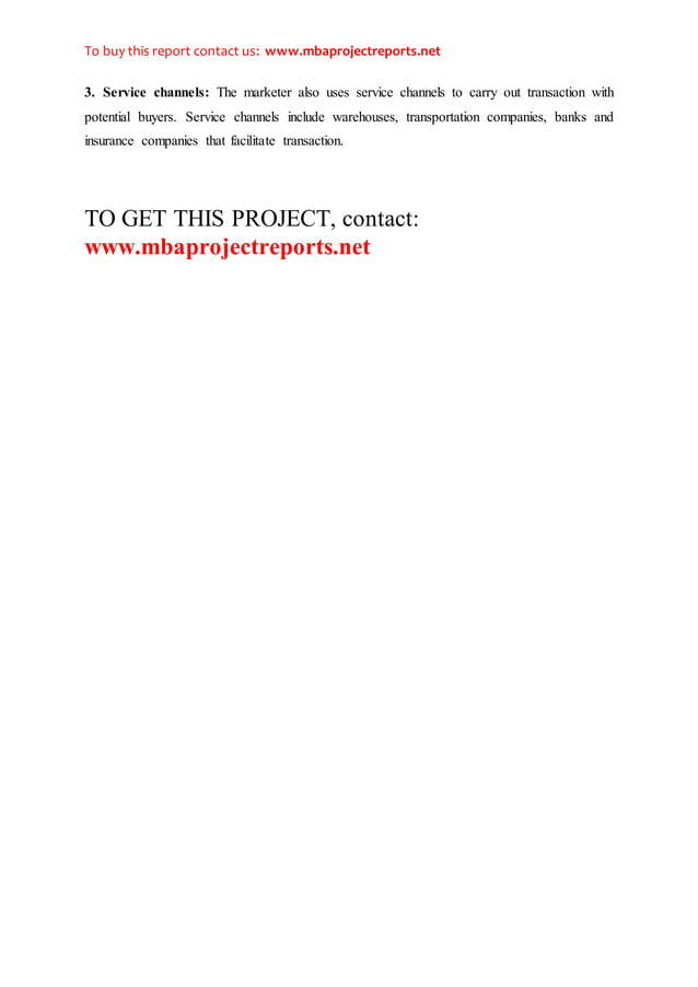 Marketing mba project report | PDF