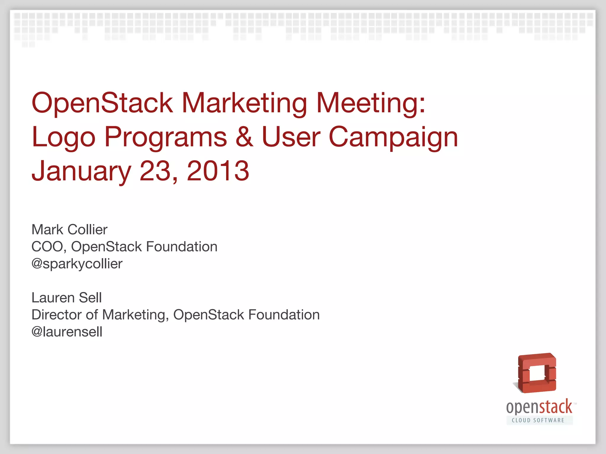 OpenStack Logo Programs & User Campaign | PPT