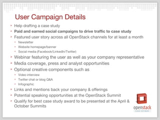 OpenStack Logo Programs & User Campaign | PPT | Cloud Computing | Internet