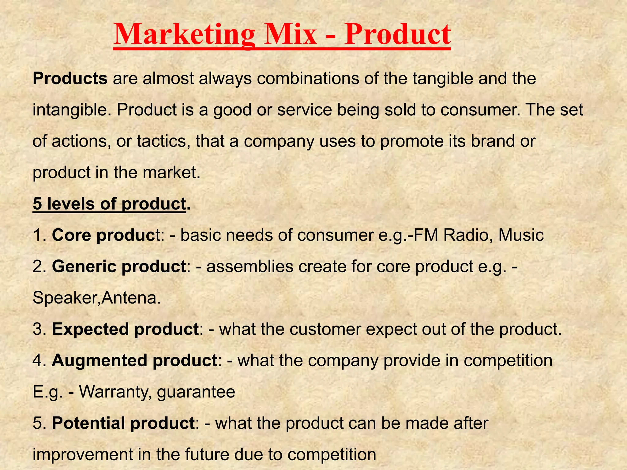 Marketing mix - Product | PPTX