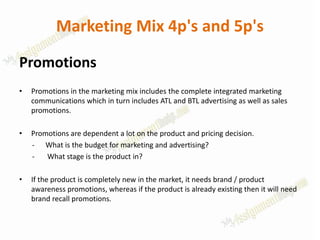 Marketing mix 4P's and 5P's | PPTX