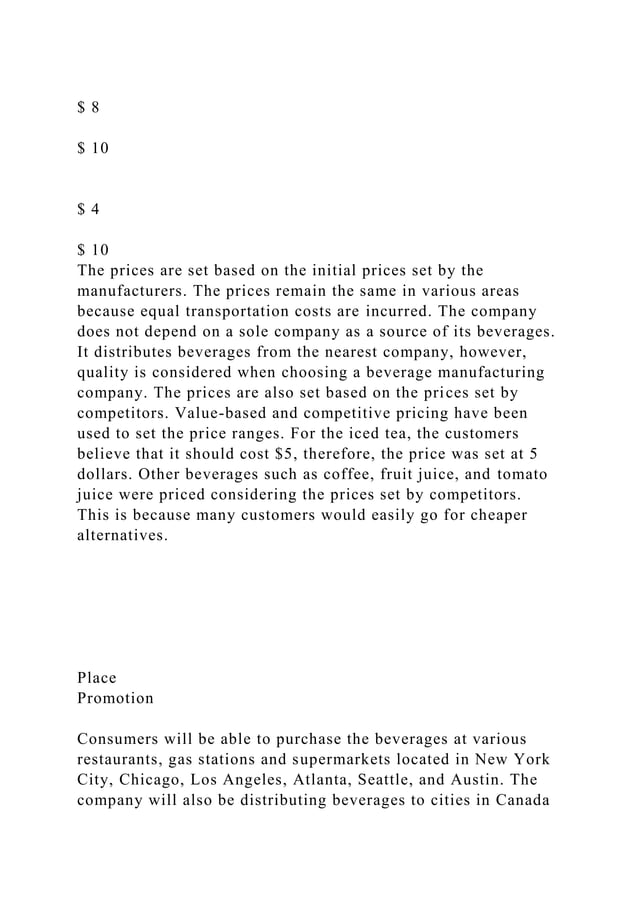 Marketing Mix Assignment (Insert Your Name)(Del Beverages .docx