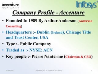 Marketing mix of accenture and infosys | PPTX