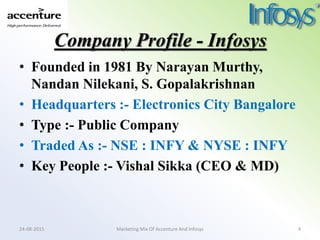 Marketing mix of accenture and infosys | PPTX