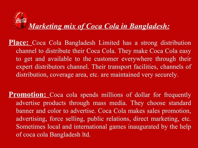 Marketing Mix of Coca Cola Bangladesh Ltd | PPT
