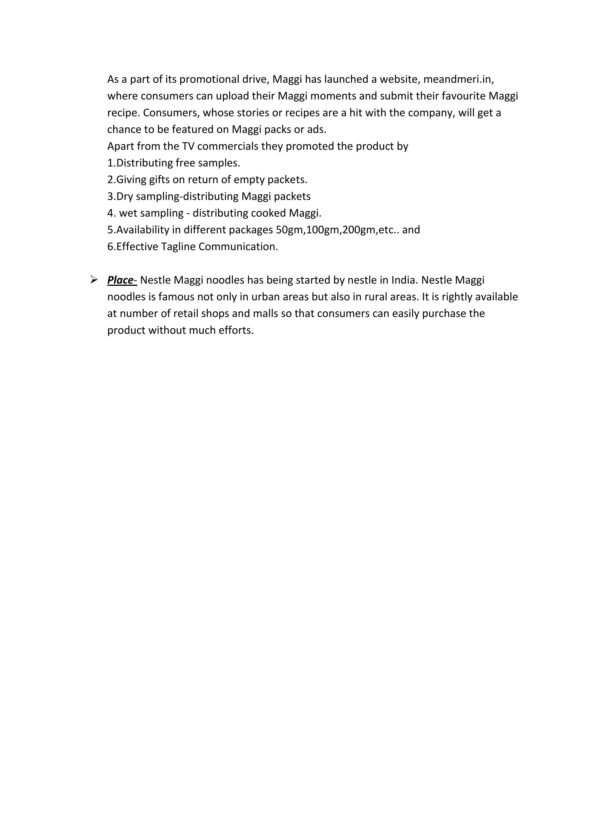 Marketing mix of nestle maggi assignment | DOCX