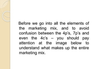 Marketing mix-Types-4 p's,7p's-scope and Importance. | PPTX