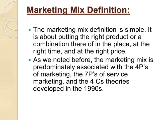 Marketing mix-Types-4 p's,7p's-scope and Importance. | PPTX | Marketing ...