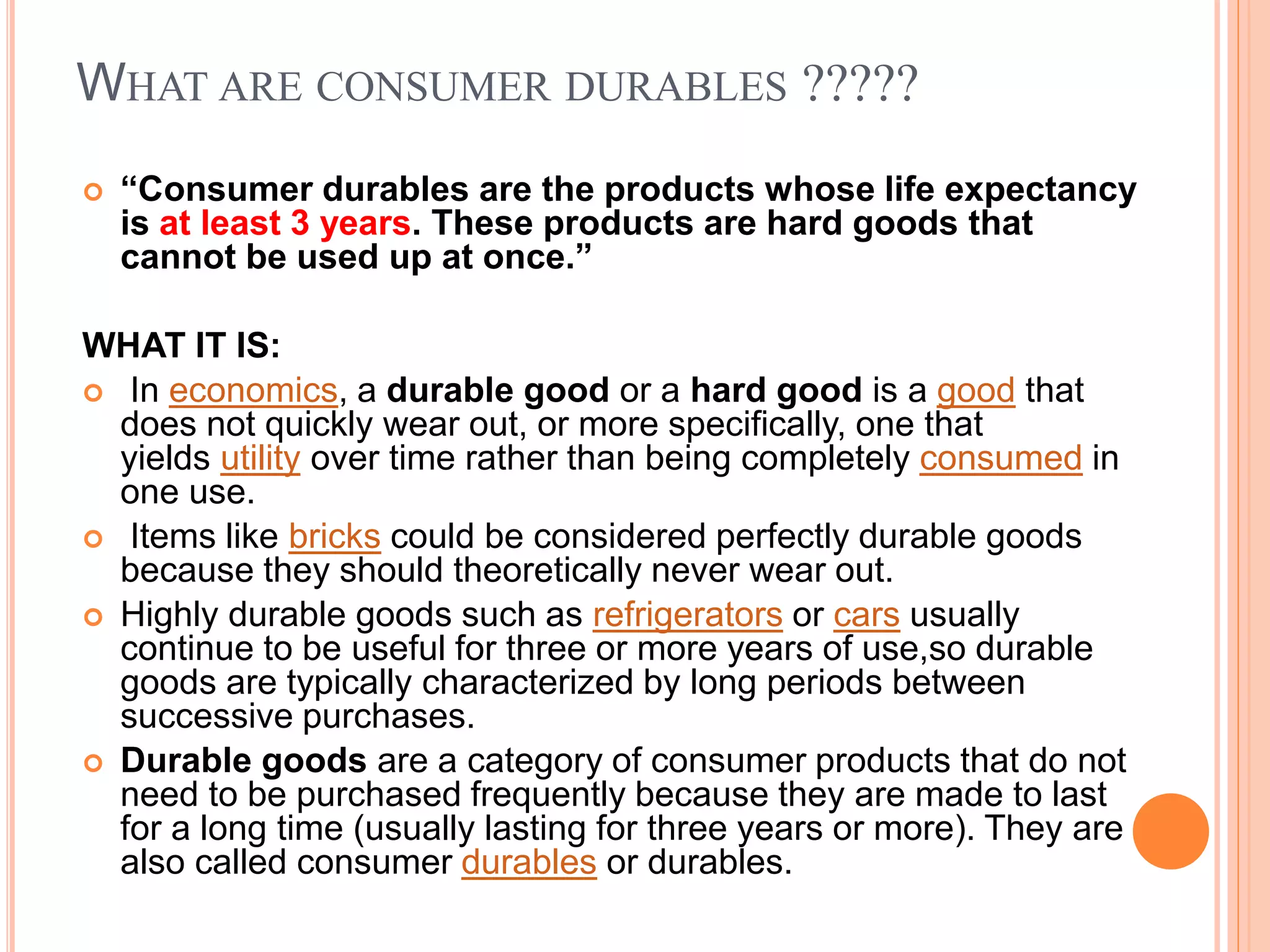 Marketing of consumer durables and non durable goods and | PPTX