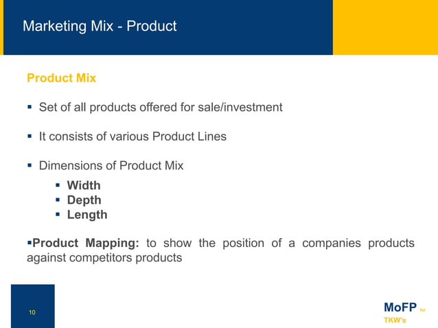 Marketing of financial products Marketing Mix - Product and Product Mix ...