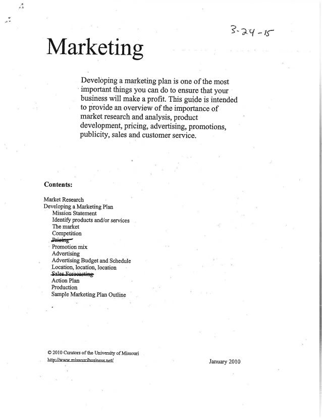 Marketing Overview Handout Marketing Overview Handout