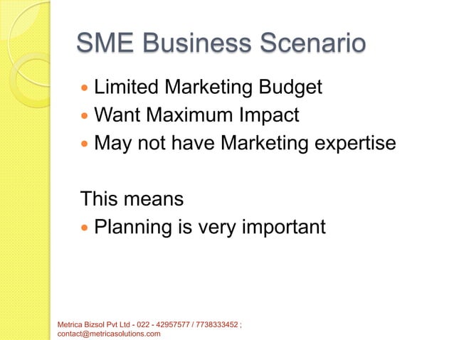 Marketing plan : An important tool for SMEs | PPT