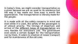 Importance of Transportation