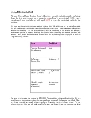 Electric Dream Boutique Marketing Plan | PDF