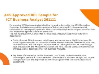 Eligibility To Become An ICT Business Analyst 261111 | PPT