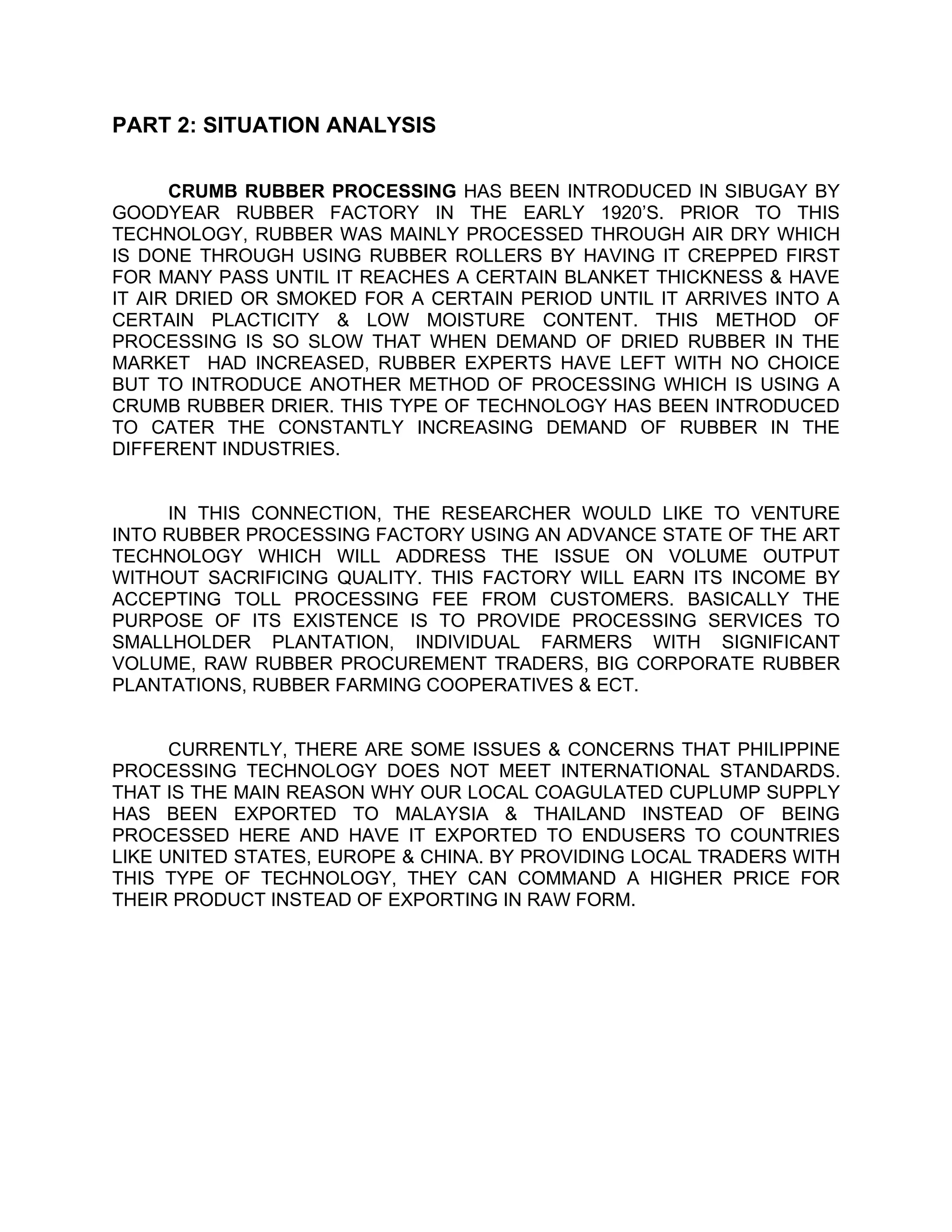 Marketing+plan rubber+processing | DOC