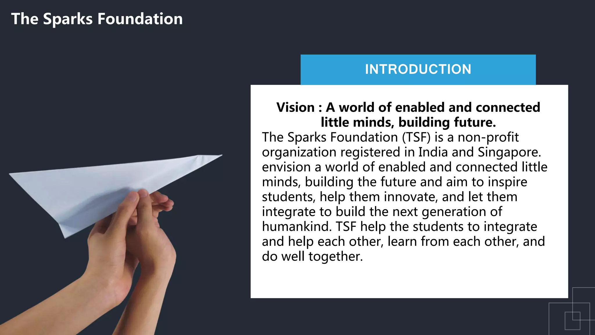 Marketing plan for The Sparks Foundation. | PPTX